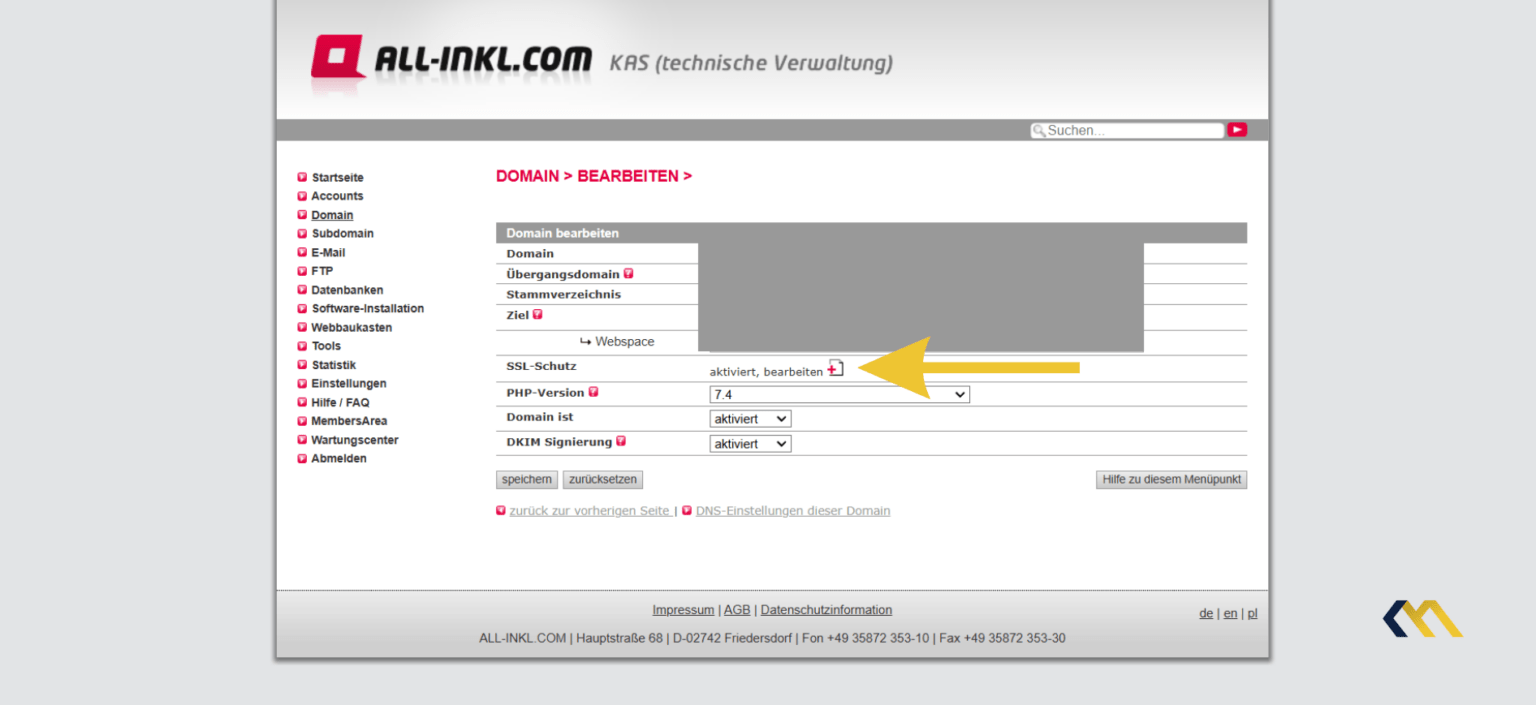 Domainweiterleitung bei all-inkl.com einrichten